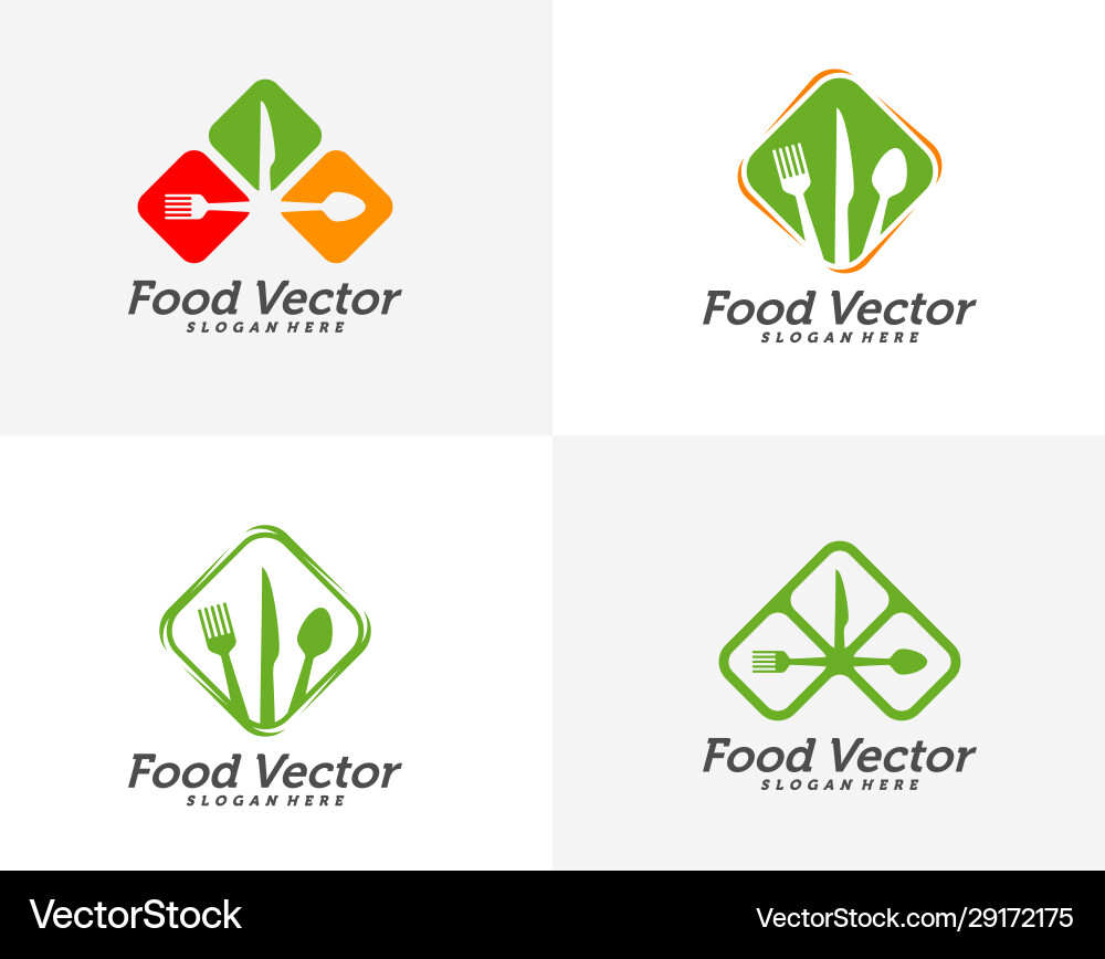 Set creative food logo design restaurant food Vector Image