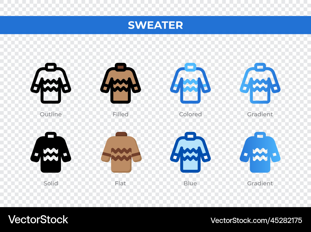Sweater icons in different style icons Royalty Free Vector