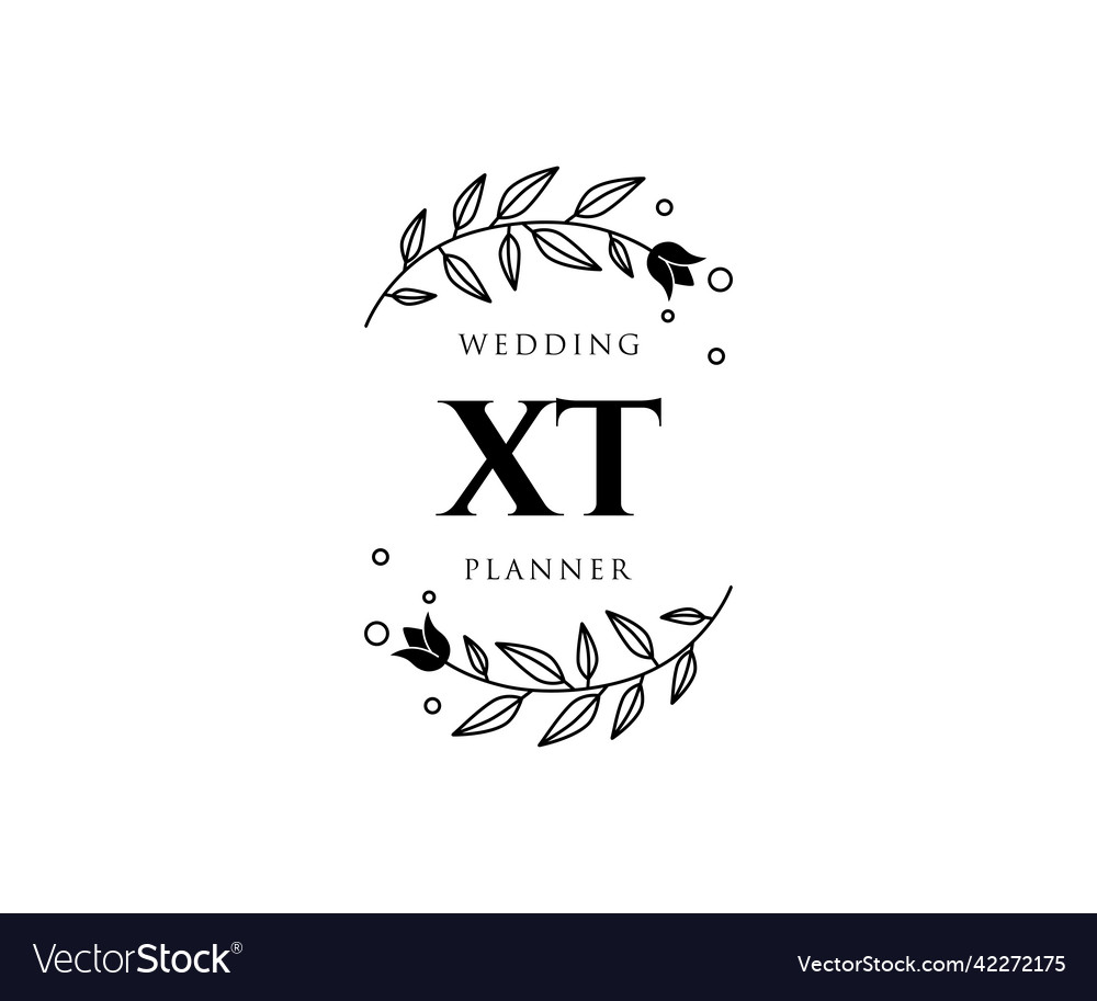 Xt initials letter wedding monogram logos Vector Image