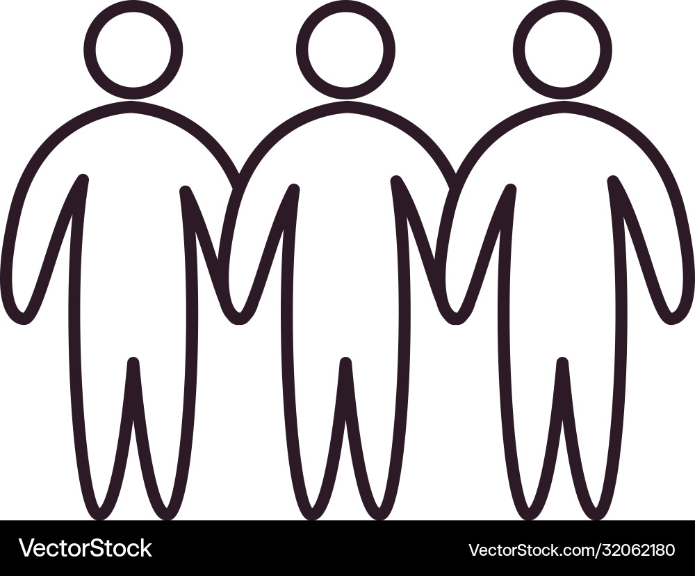 Avatars persons friends holding hands line style Vector Image