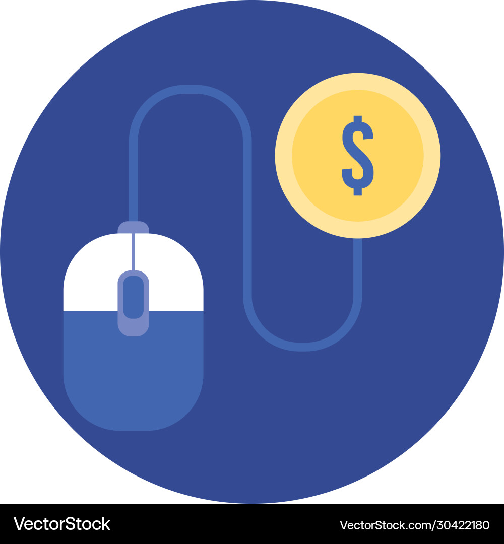 Coin money dollar with mouse block and flat style Vector Image