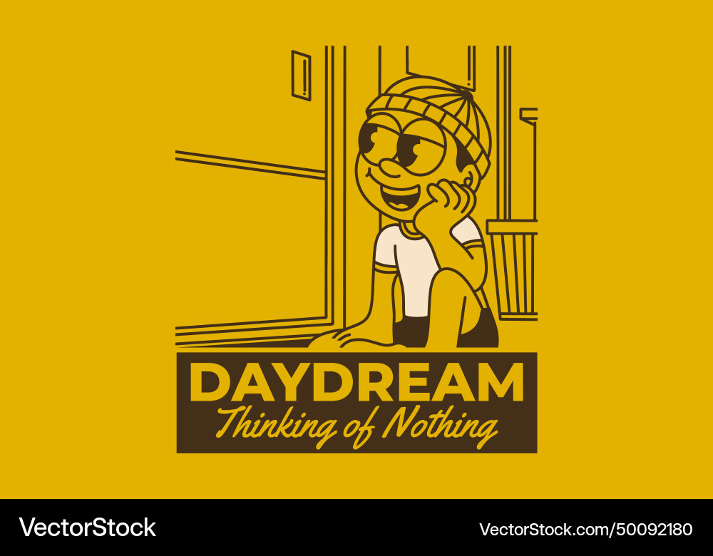 Daydream thinking of nothing a boy wearing Vector Image