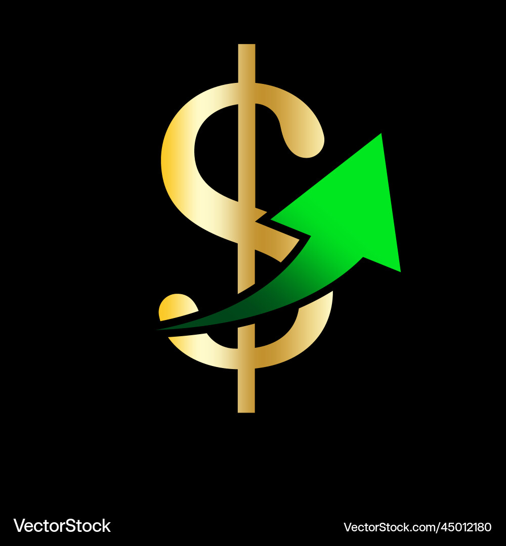 Dollar green up arrow financial management Vector Image