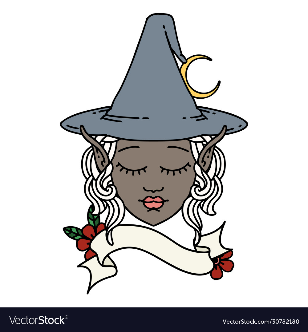 Elf mage character face Royalty Free Vector Image
