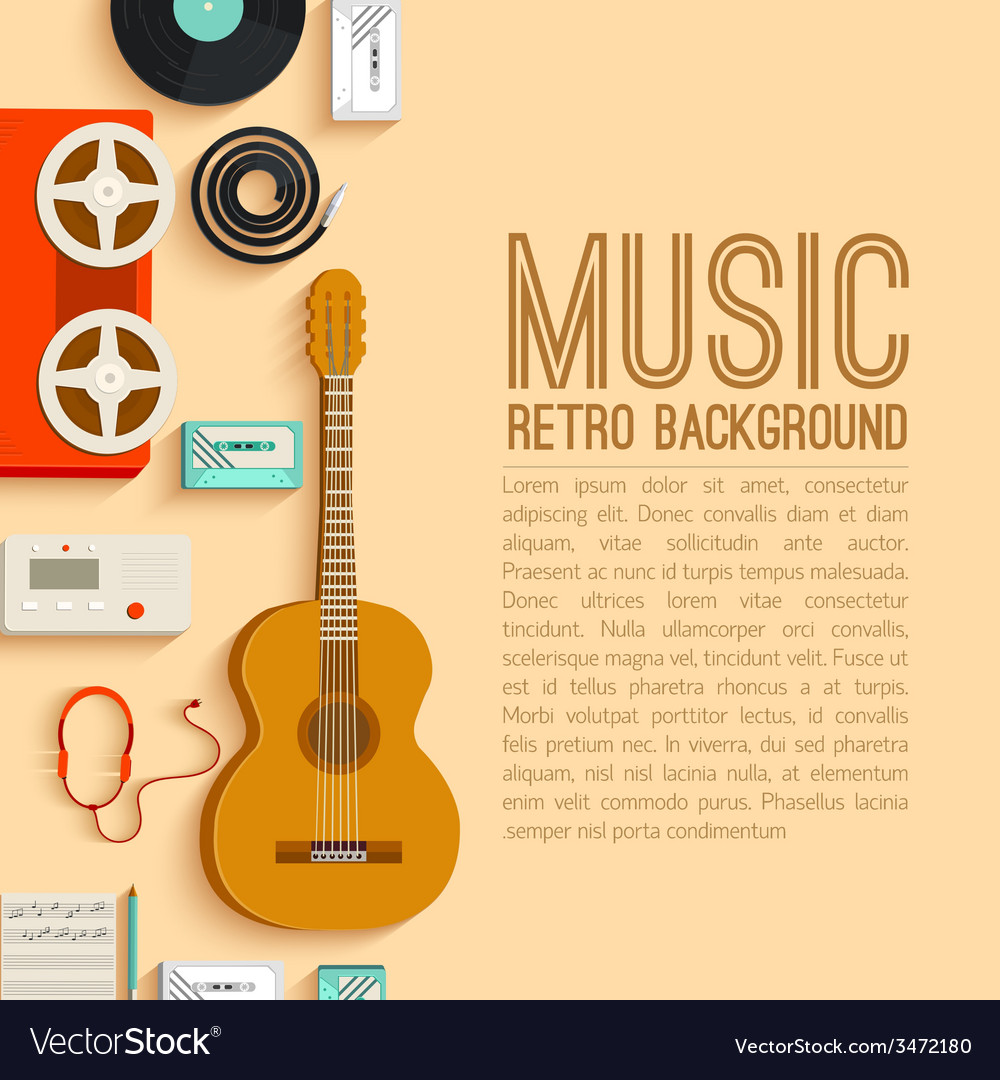 Flat music instruments background concept Vector Image