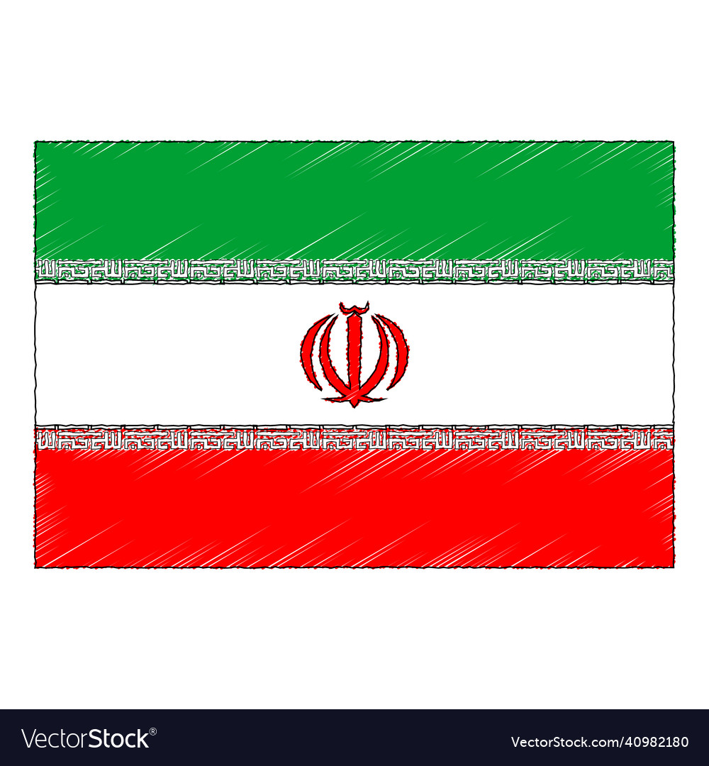 Hand drawn sketch flag of iran doodle style icon Vector Image