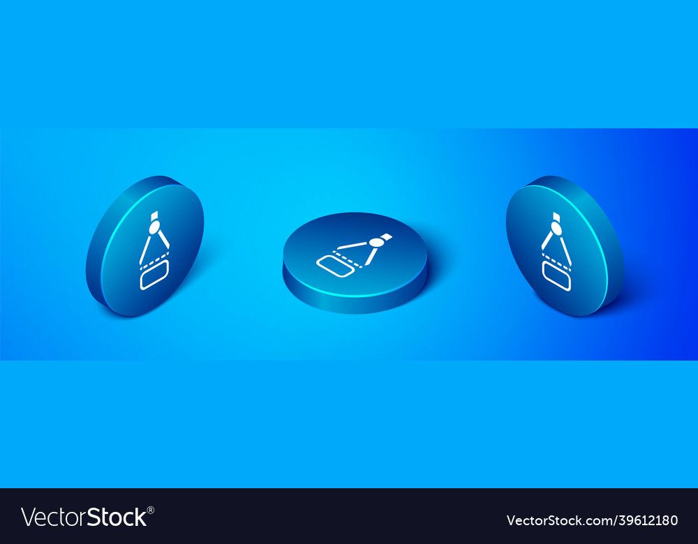 Isometric Drawing Compass Icon Isolated On Blue Vector Image
