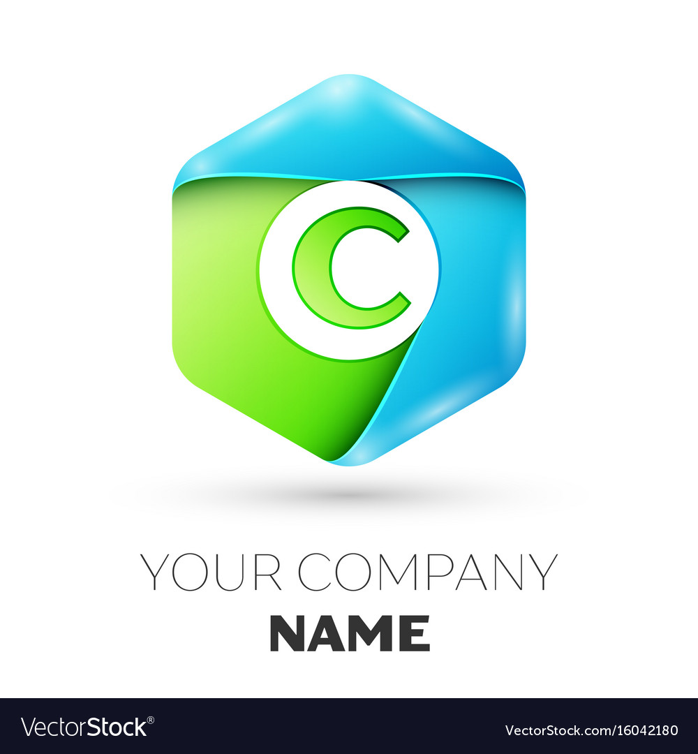 Letter c logo symbol in colorful hexagonal Vector Image