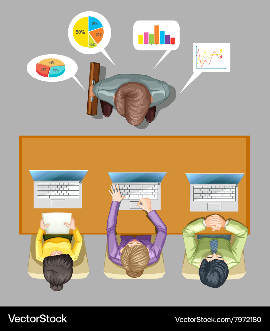 People working on computer Royalty Free Vector Image