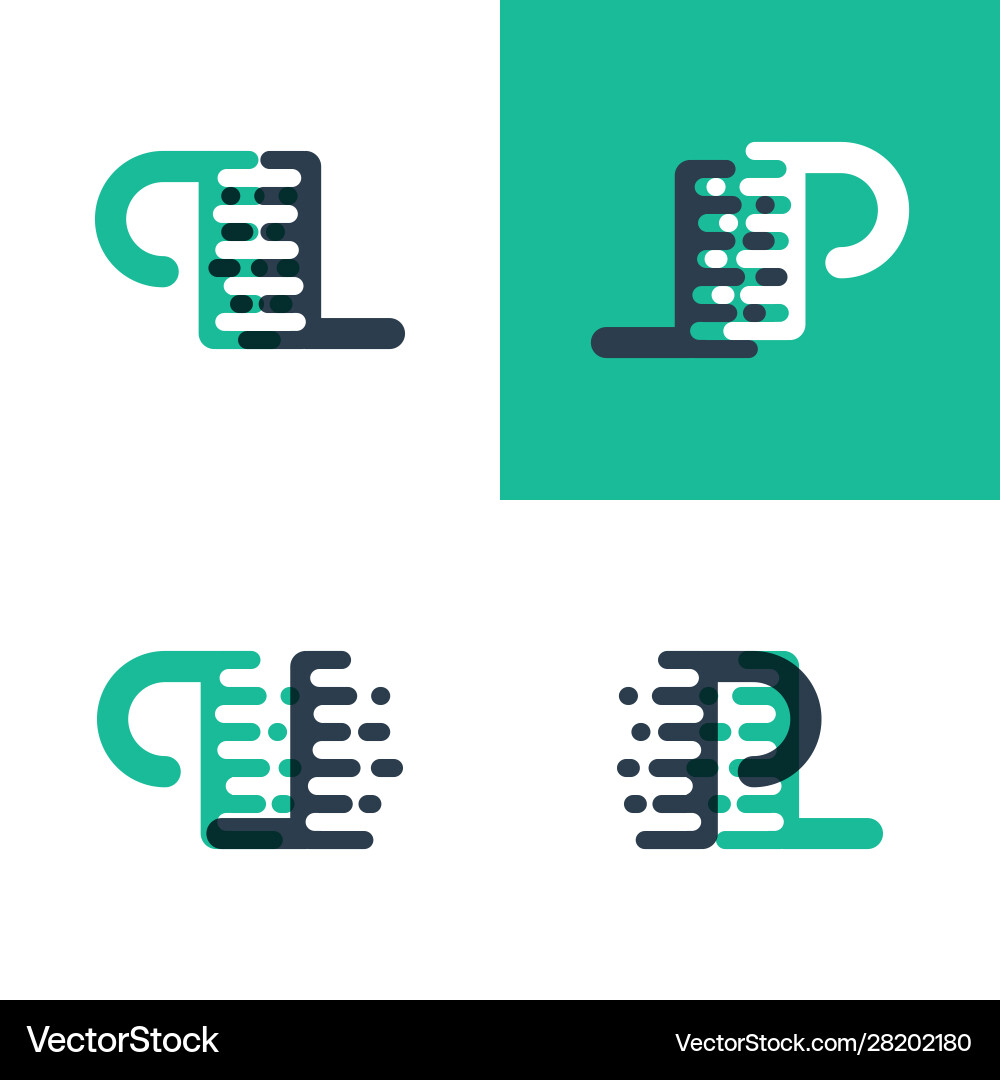 Pl letters logo with accent speed in green Vector Image