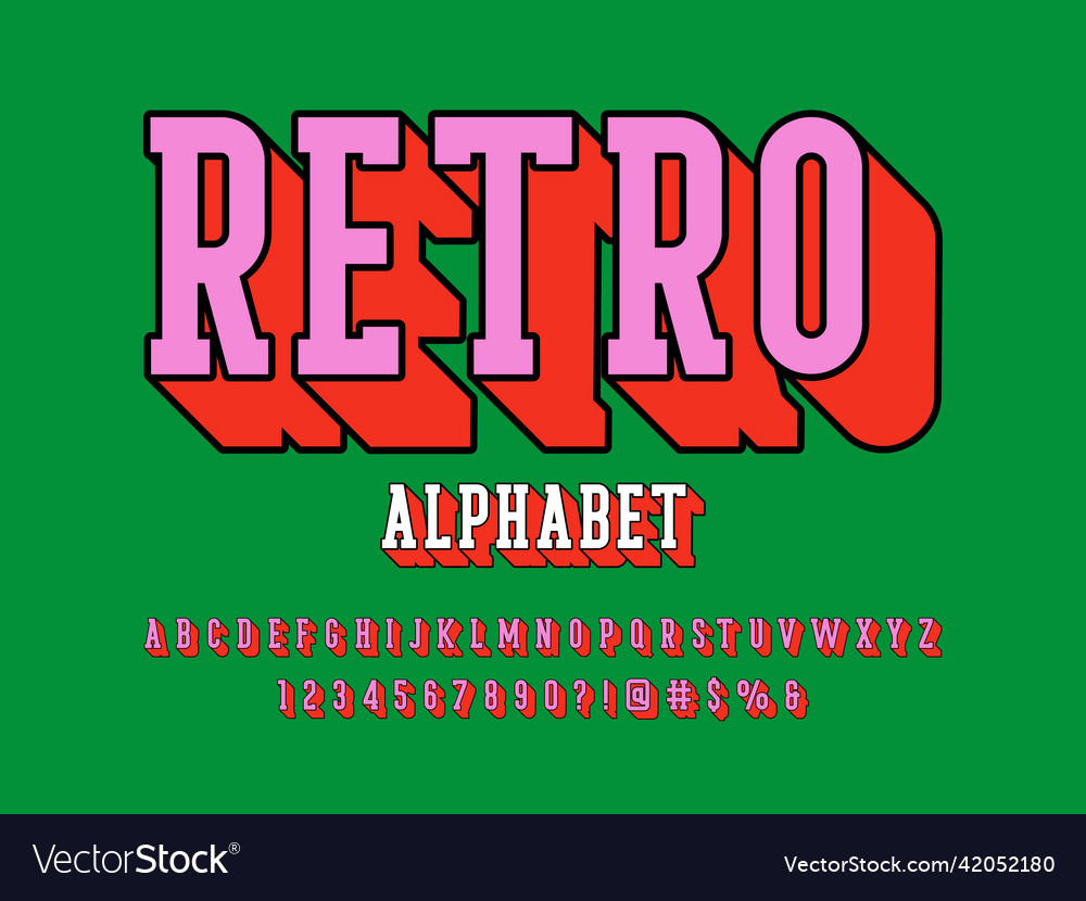 Retro font Royalty Free Vector Image - VectorStock