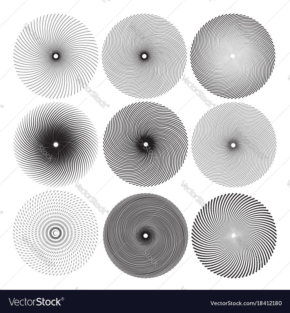 Spiral speed and swirl set Royalty Free Vector Image