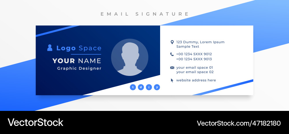 Stylish email signature card template design Vector Image