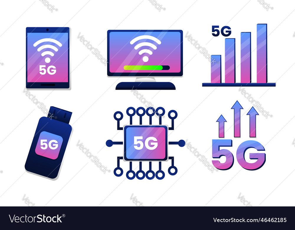 5g wireless technology icon element set Royalty Free Vector