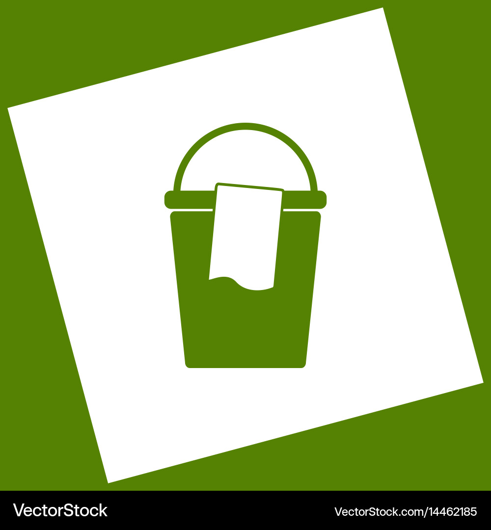 Bucket and a rag sign white icon obtained Vector Image