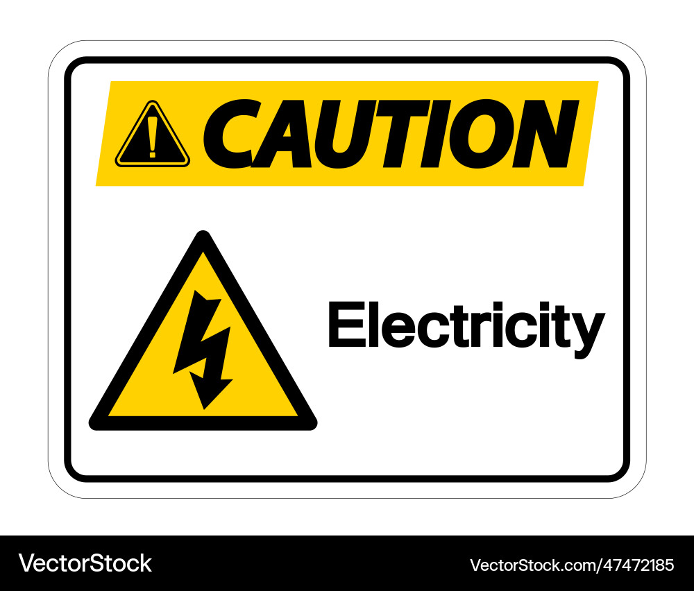 Caution electricity symbol sign isolate on white Vector Image