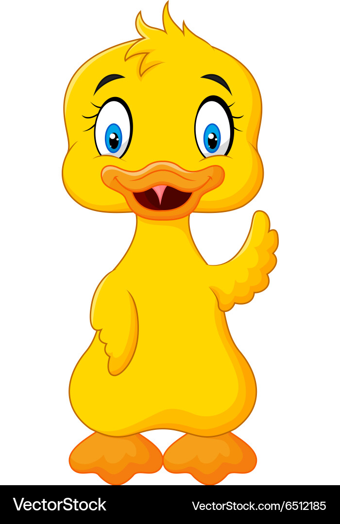 Cute baby duck hand waving isolated Royalty Free Vector