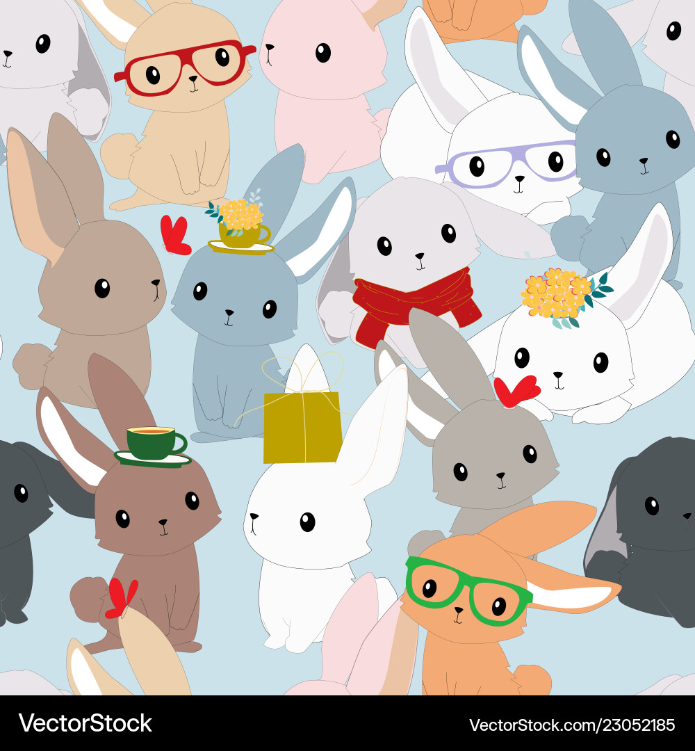 Cute sweet pink and blue rabbit bunny seamless Vector Image