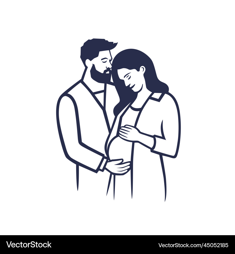 Future parents hug each other and their unborn Vector Image