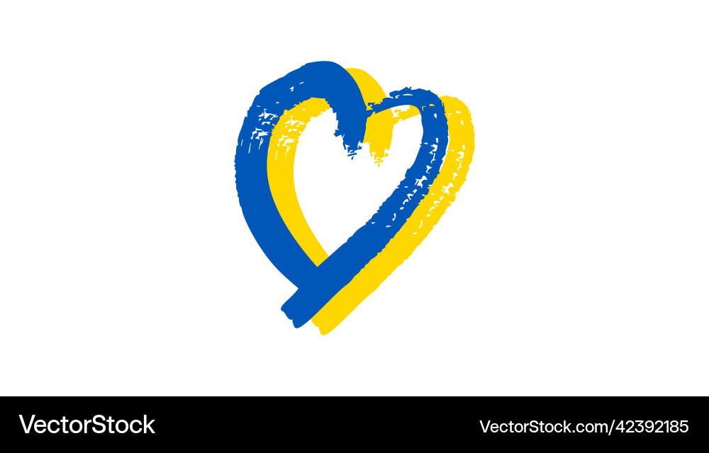 Hand drawn heart in ukrainian colors Royalty Free Vector