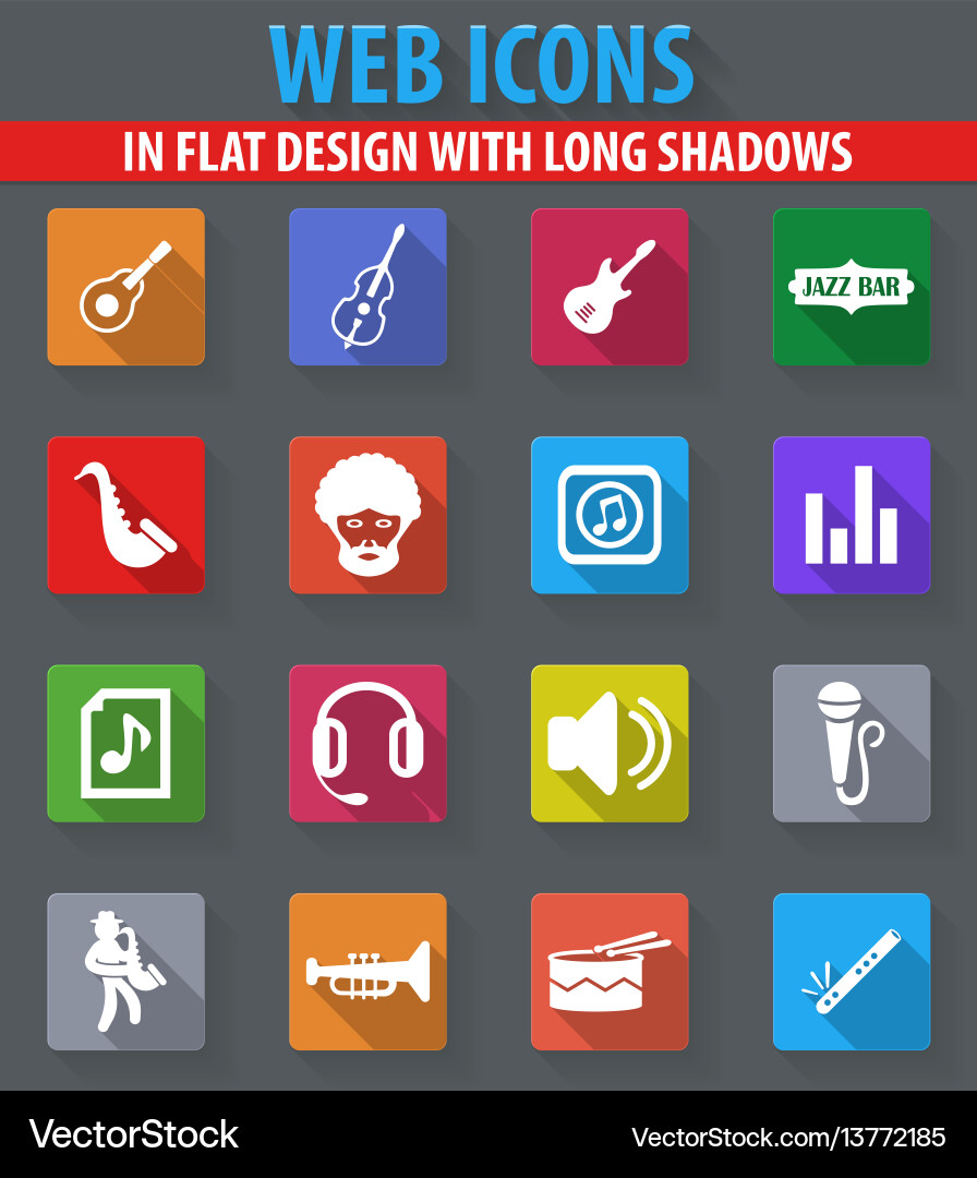 Jazz and blues icons set Royalty Free Vector Image