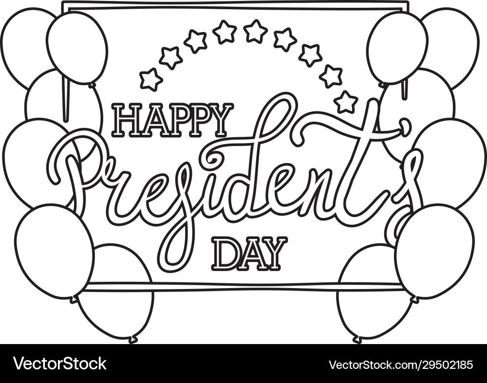 President day lettering with balloons helium Vector Image