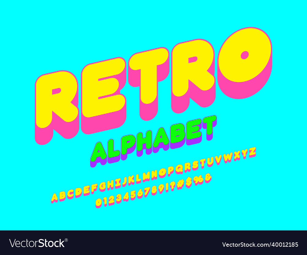 Retro font Royalty Free Vector Image - VectorStock