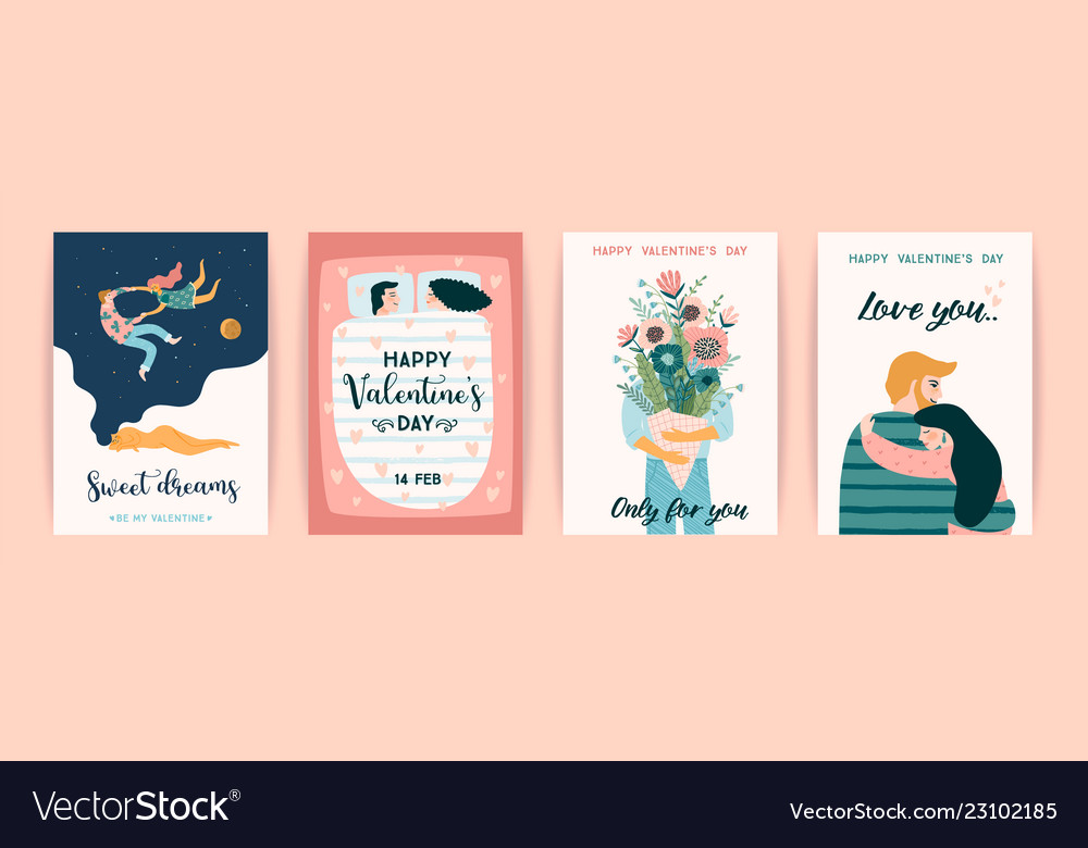 Romantic set cute design Royalty Free Vector Image