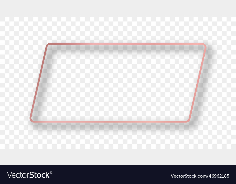 Rose gold glowing rounded rectangular shape frame Vector Image