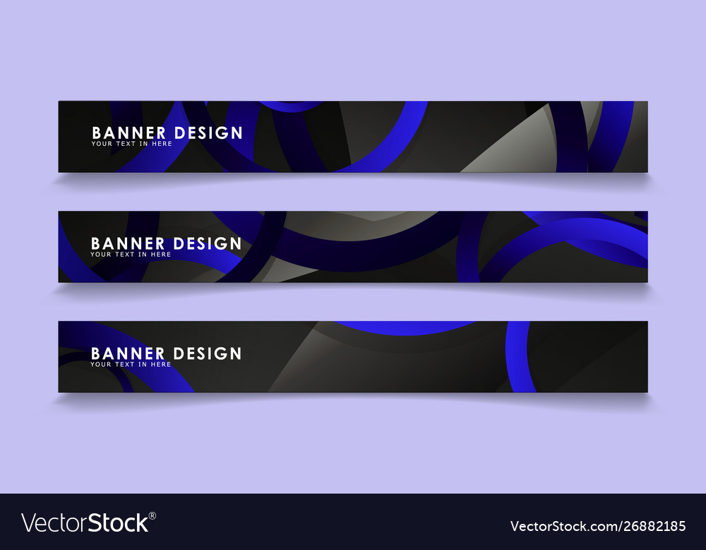 Set rectangular banners with background dark Vector Image