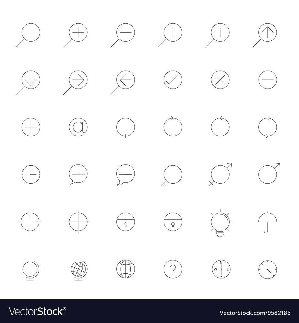 Simple thin outline icon set Royalty Free Vector Image