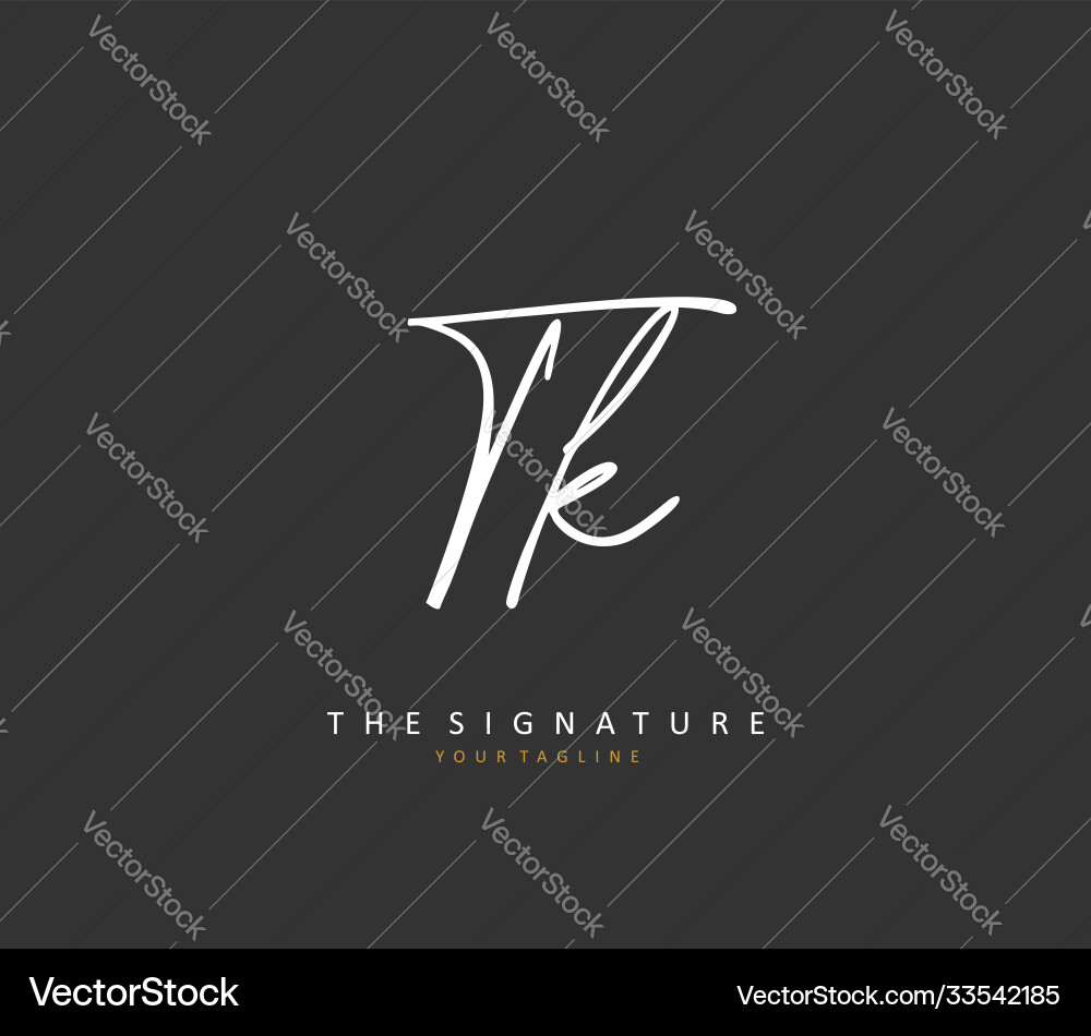 T k tk initial letter handwriting and signature Vector Image