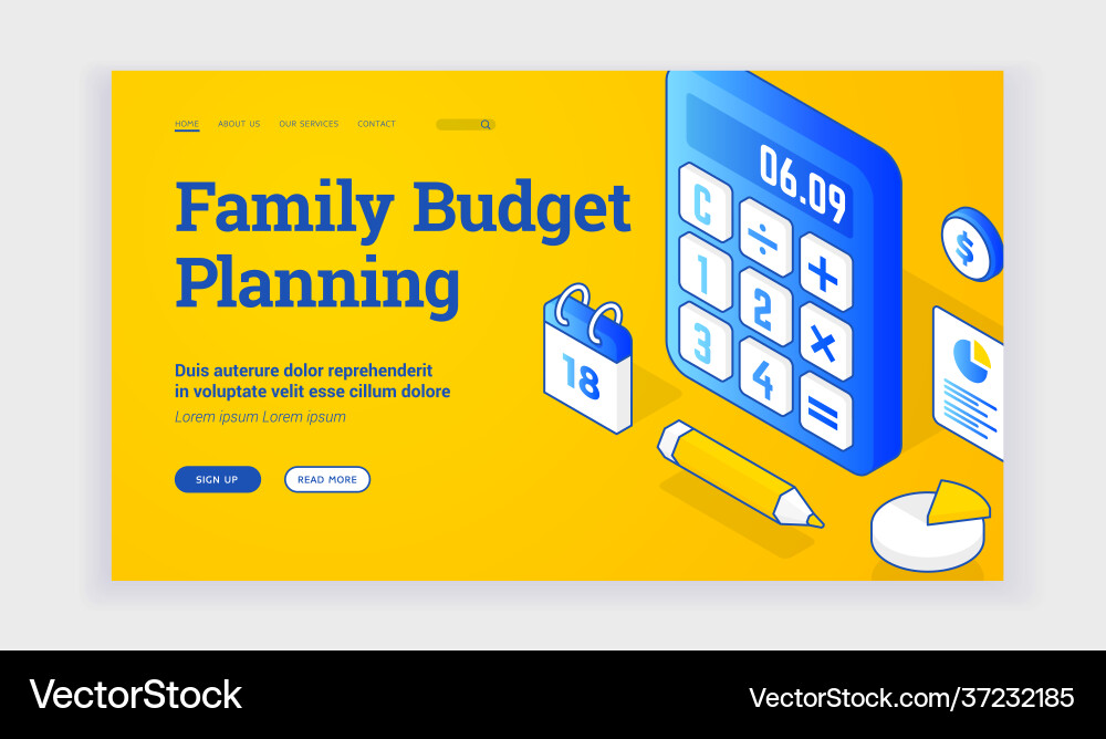 Web banner for family budget planning service Vector Image