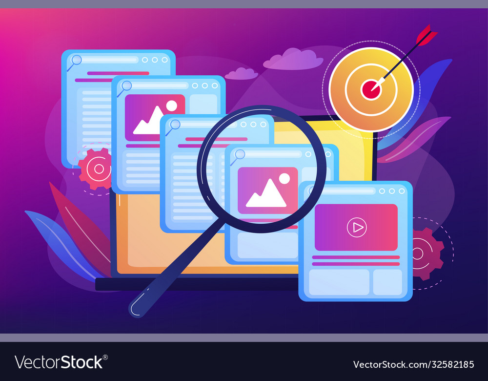 Website content management flat Royalty Free Vector Image