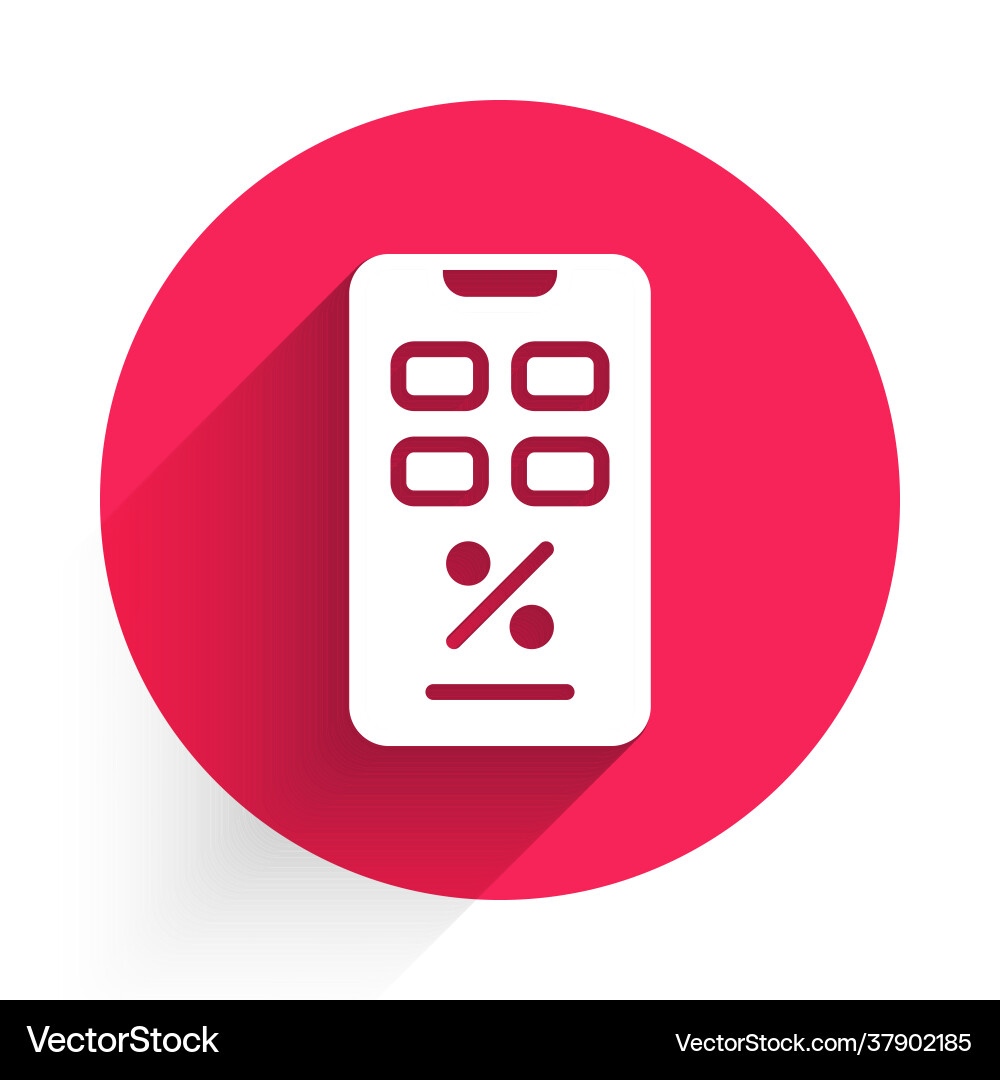 White percent discount and mobile phone icon Vector Image