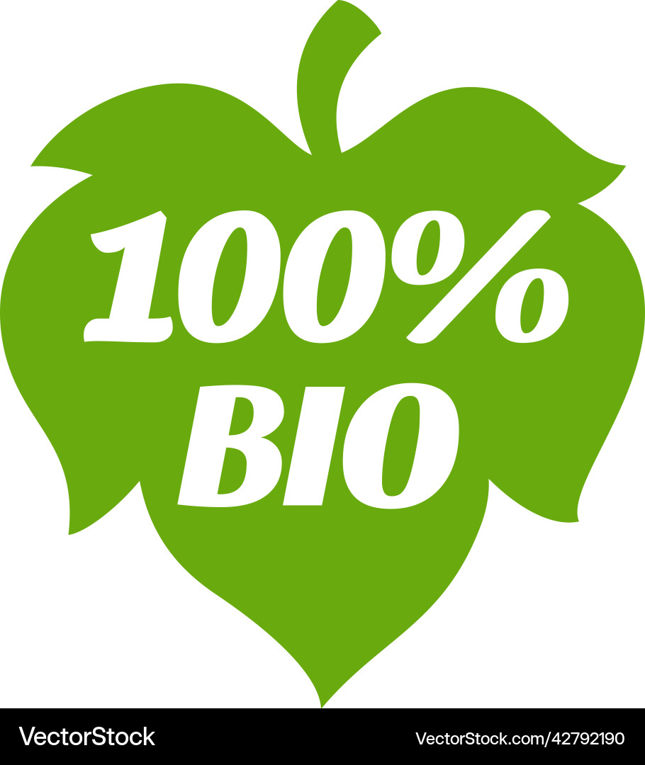 Bio product label green leaf logo eco emblem Vector Image