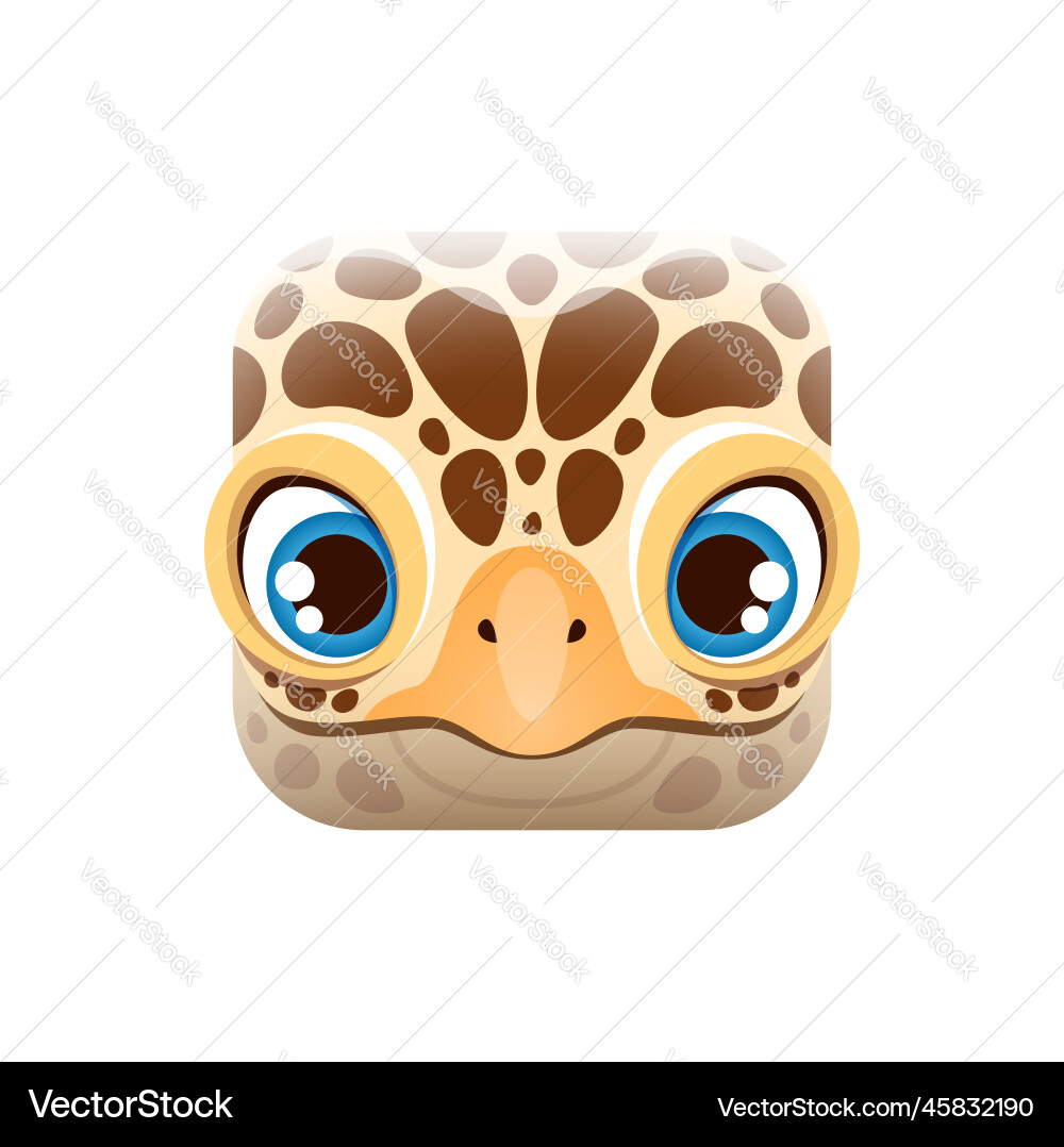 Cartoon turtle kawaii square animal face tortoise Vector Image
