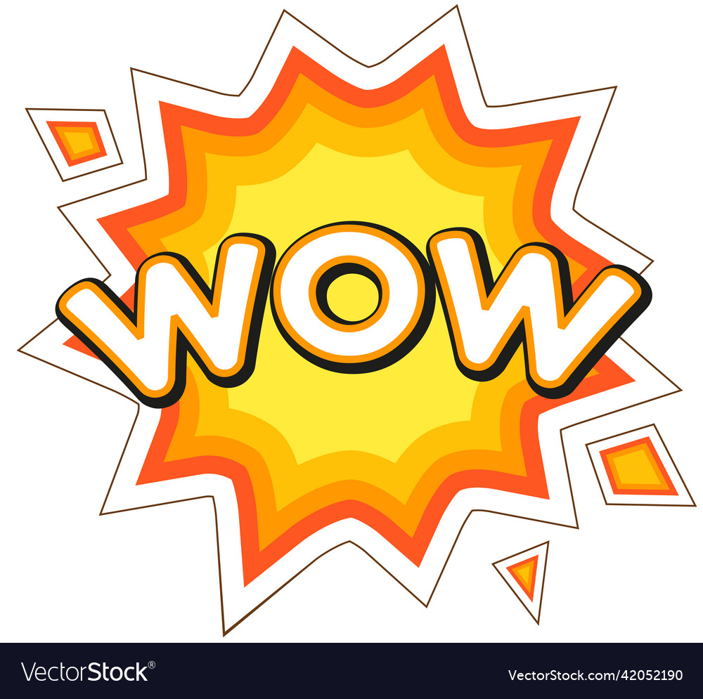 Comic speech bubble with expression text wow Vector Image