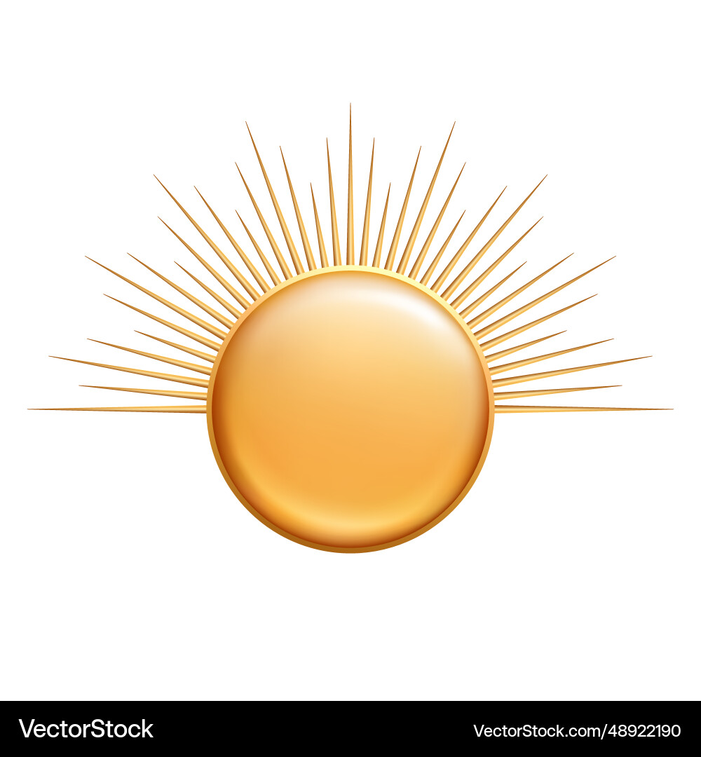 Hand drawn 3d glossy golden sun sunburst Vector Image