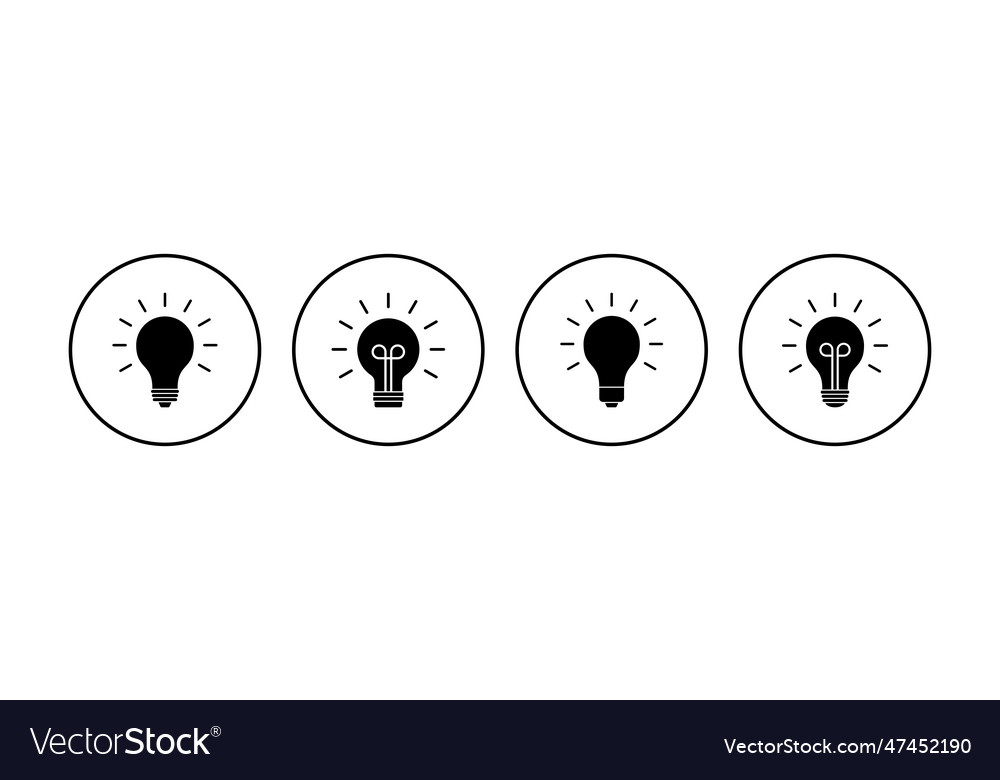 Lamp icon set light bulb icon idea symbol Vector Image
