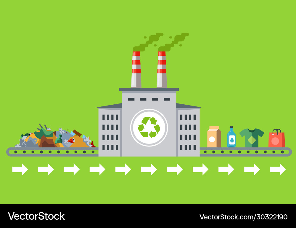 Recycling garbage into new products white plant Vector Image