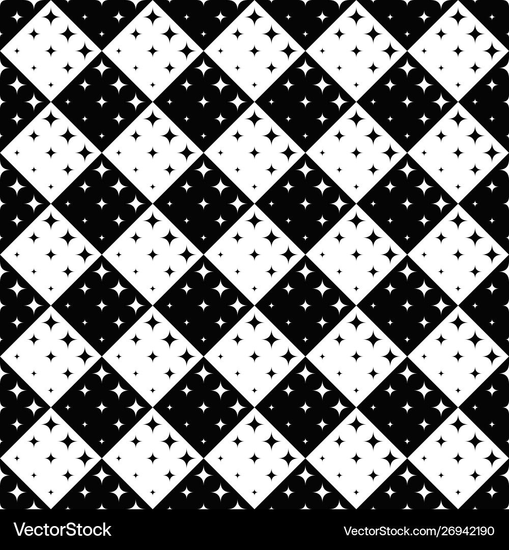 Seamless geometrical monochrome curved star Vector Image