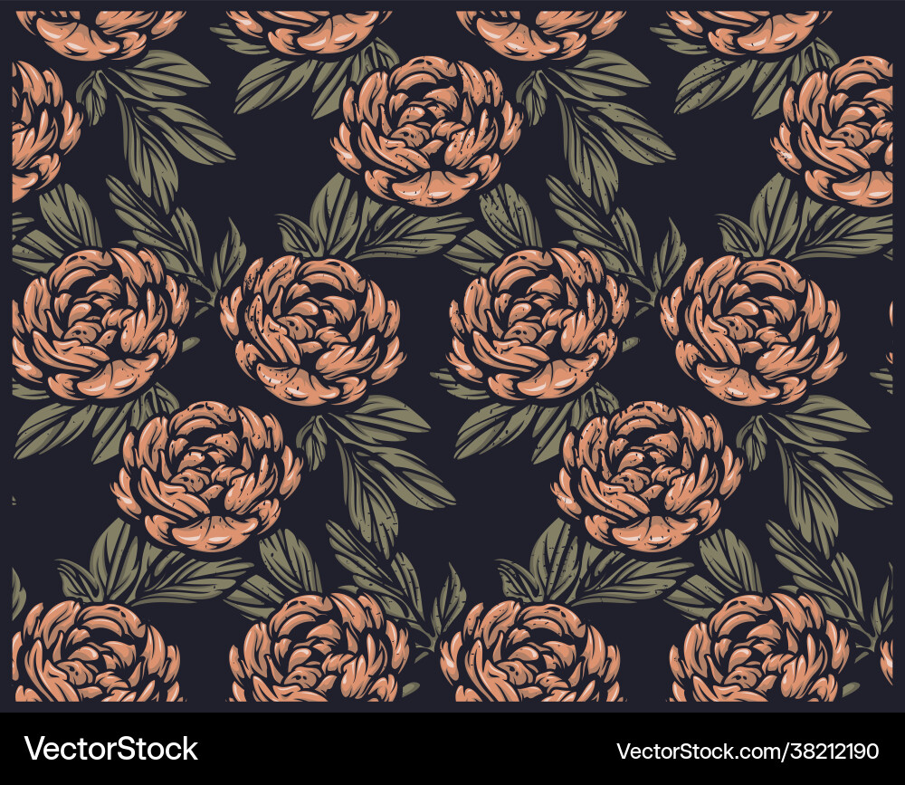 Seamless vintage pattern with peony flowers Vector Image