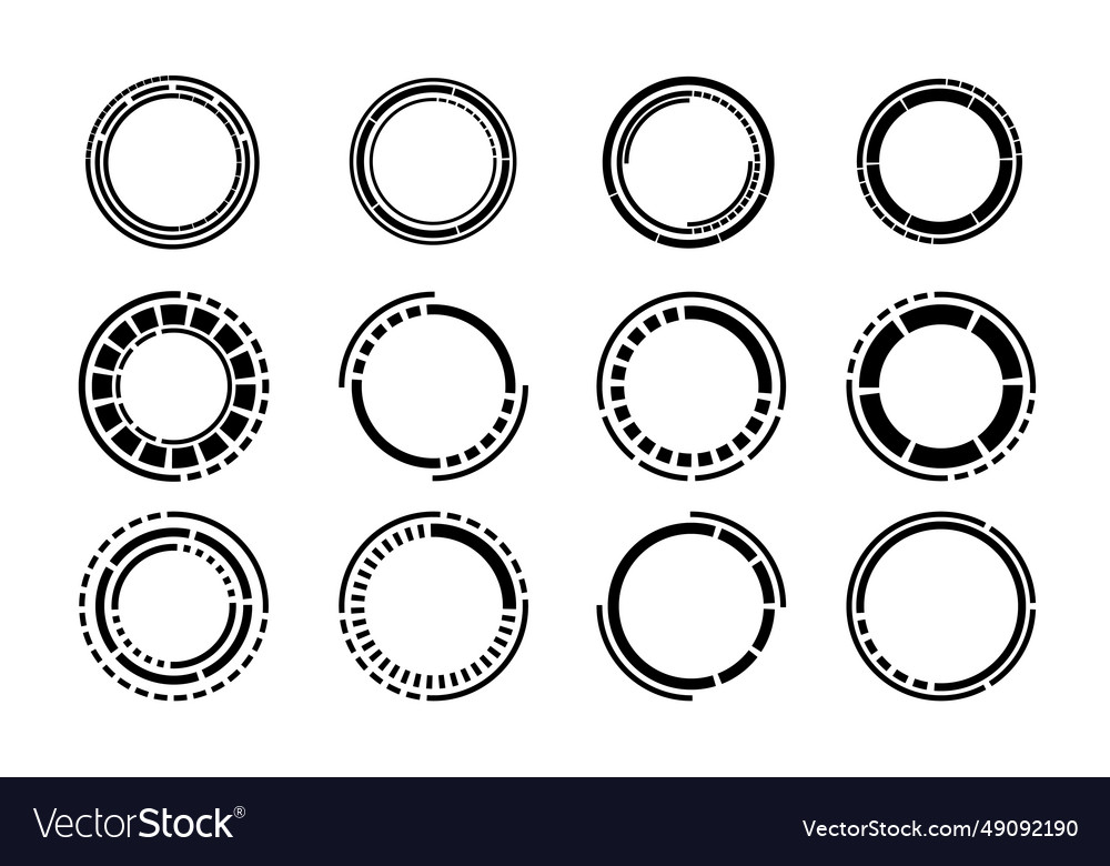 Set of sci fi black circle user interface Vector Image