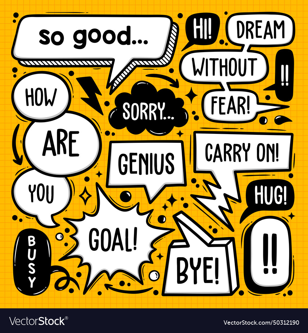 Speech bubbles doodle hand drawn collection Vector Image