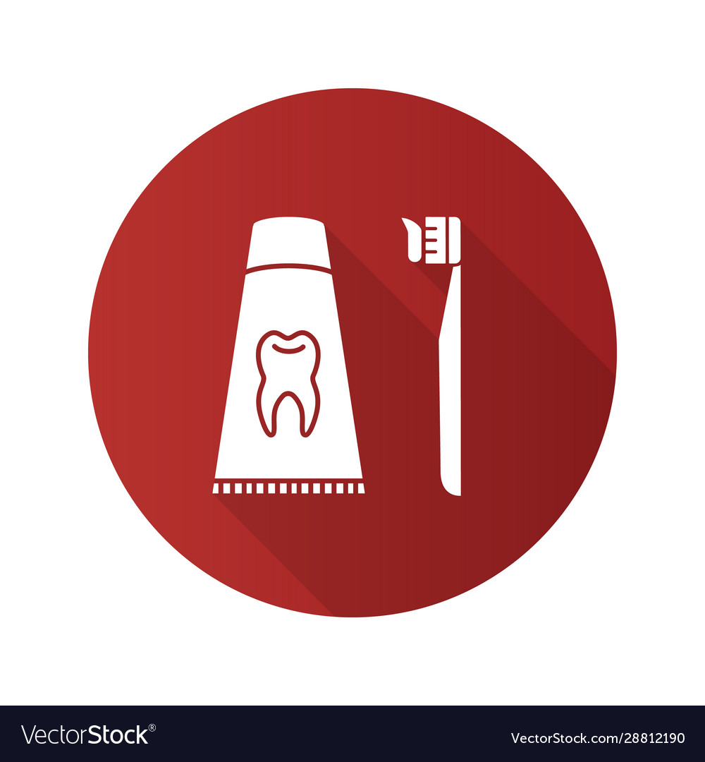 Toothbrush with toothpaste flat design long Vector Image
