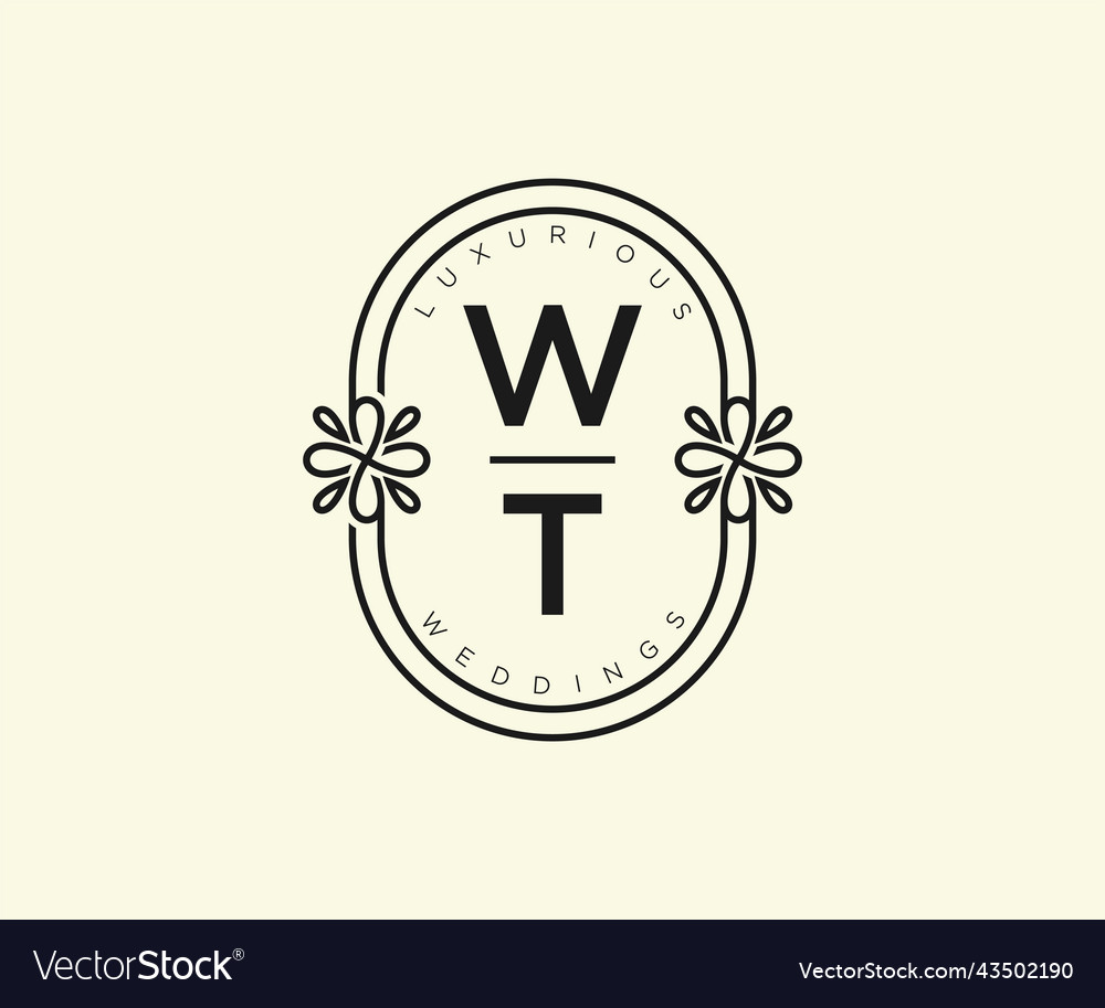 Wt initials letter wedding monogram logos Vector Image