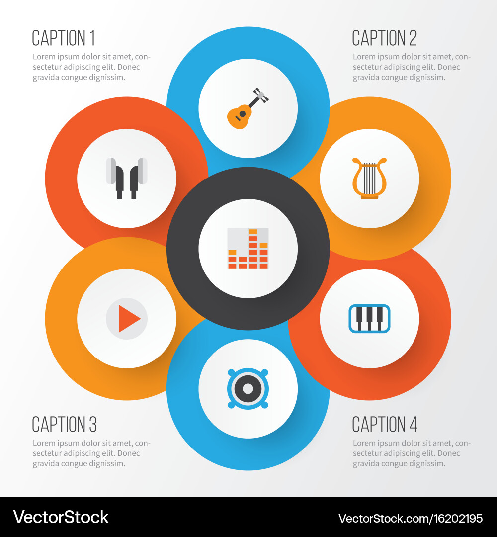 Audio flat icons set collection of controlling Vector Image