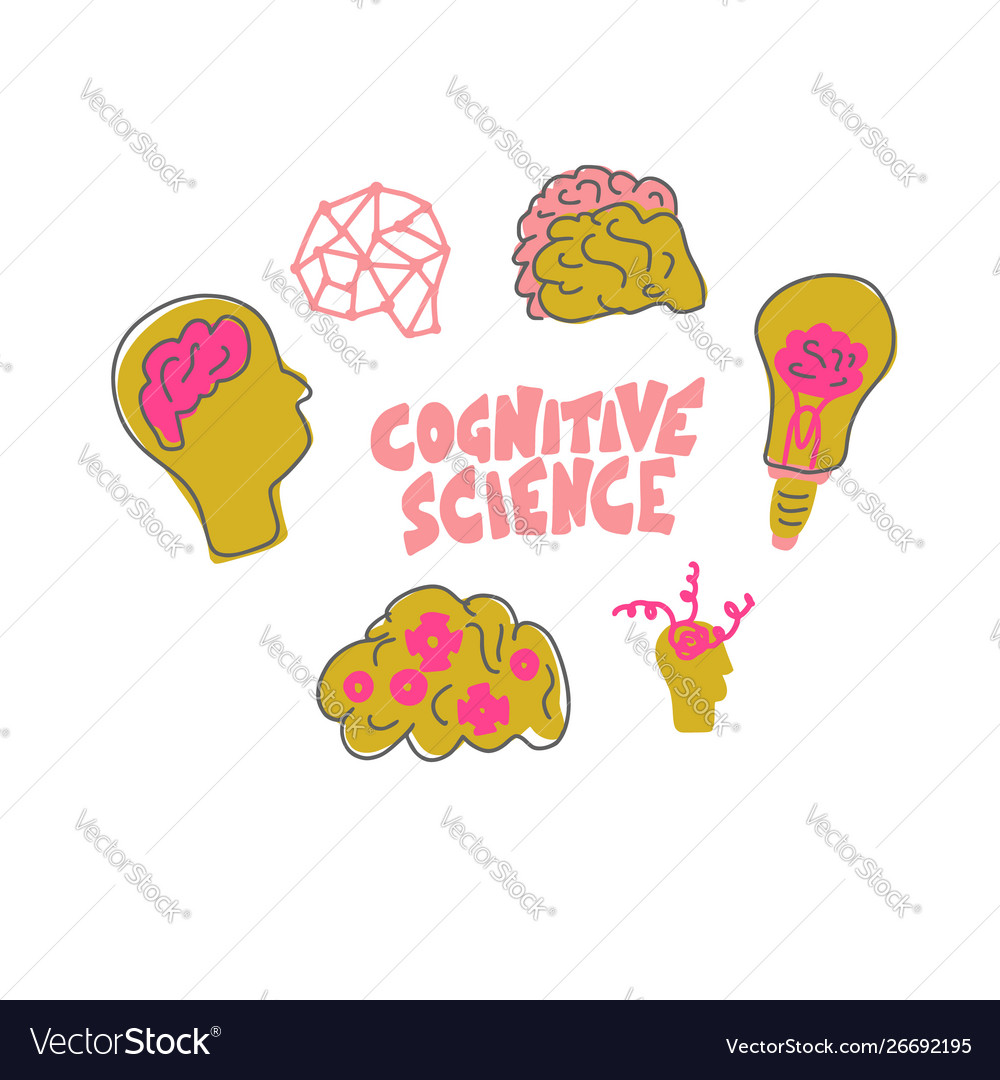 Cognitive science concept set elements Royalty Free Vector