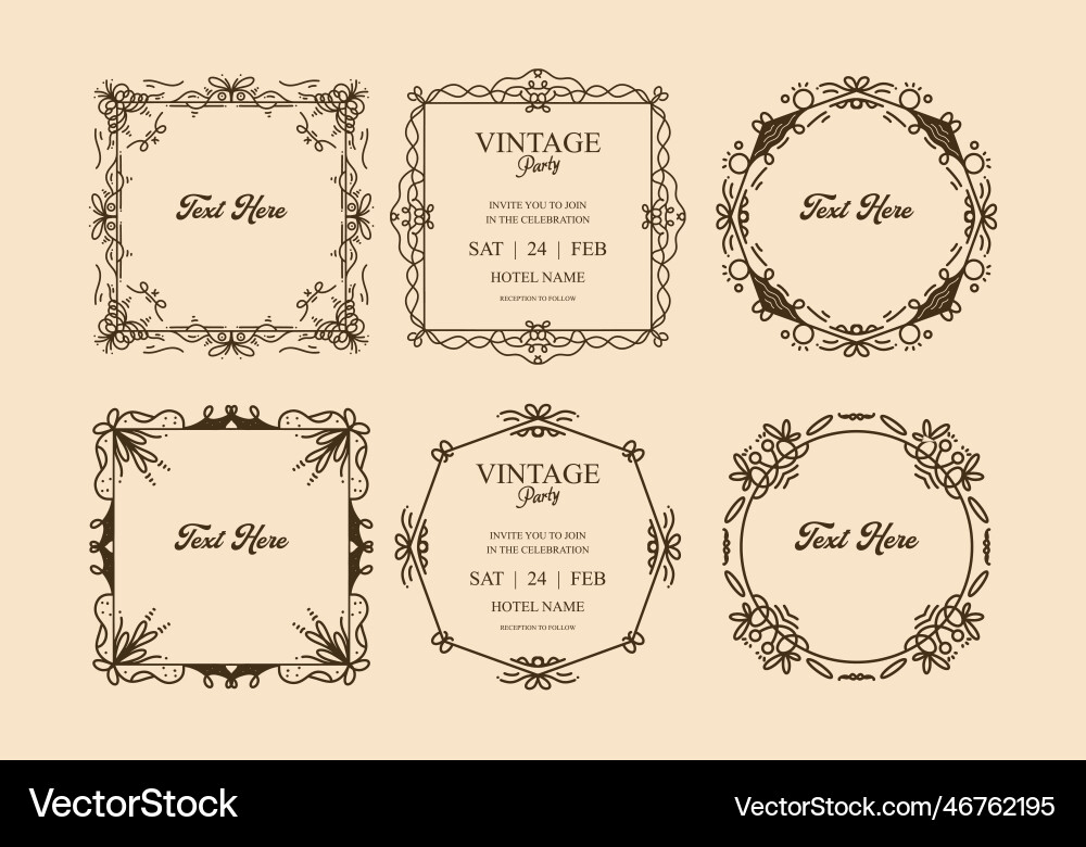 Elegant vintage frame design for invitation card Vector Image
